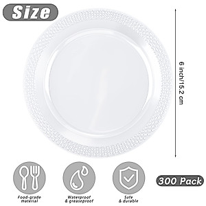 Breroa 600 Pieces Clear Plastic Plates 6 Inch Disposable Round Dessert Plates Heavy Duty Appetizer Dinner Party Plates for Events Buffet Wedding Baby Shower Graduation Birthday Party Supplies