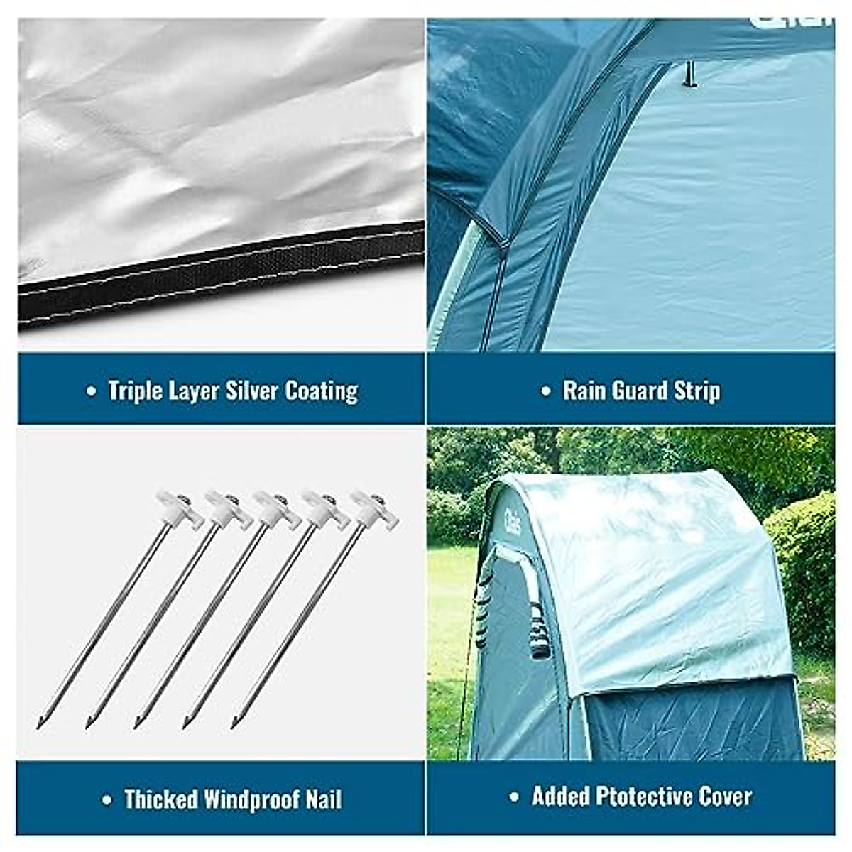 Qlais Outdoor Bike Storage Shed, Portable Bicycle Storage Cover, 210D Waterproof Silver Coated Oxford Bike Cover, Foldable Bicycle Shelter for Outfoor (Large)