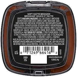 L'Oreal Paris Infallible Up to 24H Fresh Wear Soft Matte Longwear Bronzer. Waterproof, heatproof, Transfer, humidity and sweatproof, Light, 0.31 oz
