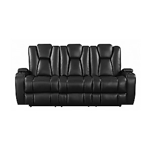 Coaster Furniture Delange Reclining Power Sofa with Adjustable Headrests and Storage in Armrests Black 601741P