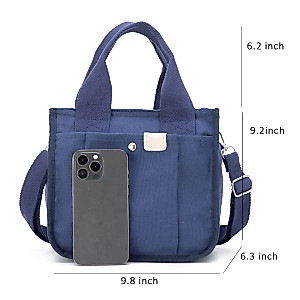 Small Canvas Tote Bag with Zipper, 2023 Canvas Multi-Pocket Crossbody Bag Purse Top Handle Satchel Handbags