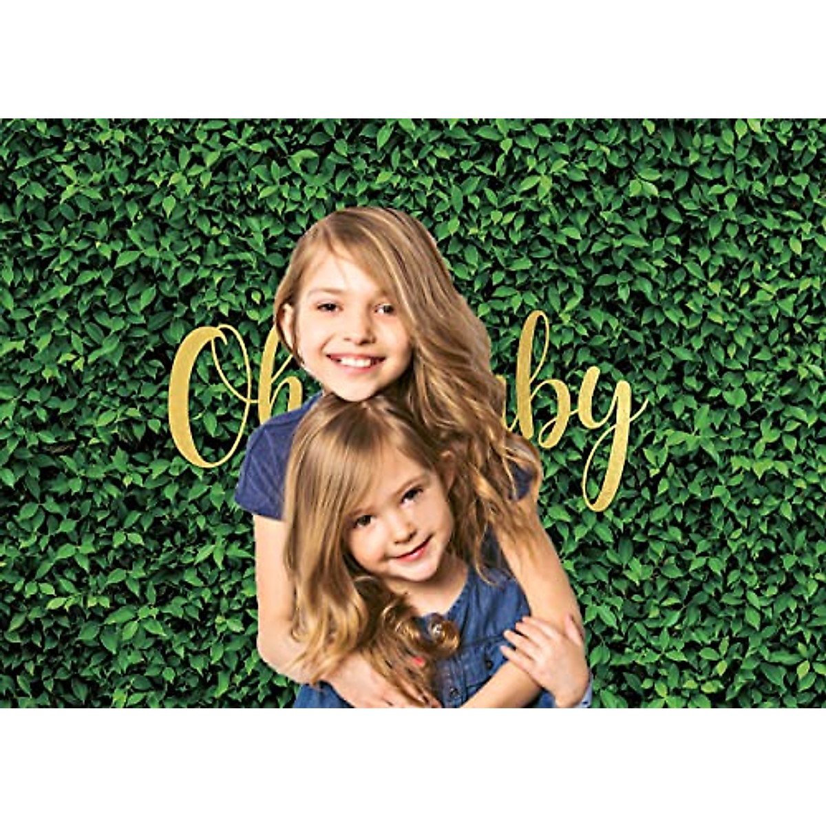 Cenven Oh Baby Green Leaves Wall Backdrop Green Grass Baby Shower Photography Background Baby Newborn Announce Pregnancy Birthday Party Decorations Supplies Photo Studio Props 7x5FT