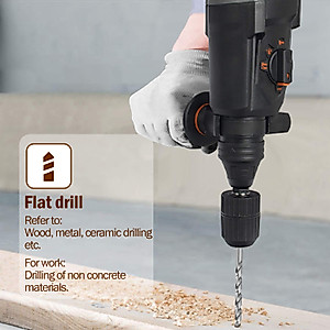 KSEIBI 1 inch Rotary Hammer Drill 6.5 Amp SDS Plus 4 Functions Reduced Vibration Variable Speed Drilling 900RPM, 4350BPM, 5 Joules Impact Rate, Safety Clutch (KSH 3-26)