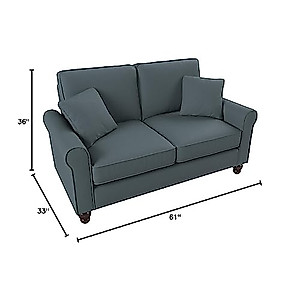 Bush Furniture Hudson 61-inch Stain-Resistant Contemporary Two Person Chair, Long Lasting Comfort Couch, Easy to Assemble Pet-Friendly Living Room Sofa to Lounge, 61W, Turkish Blue Herringbone