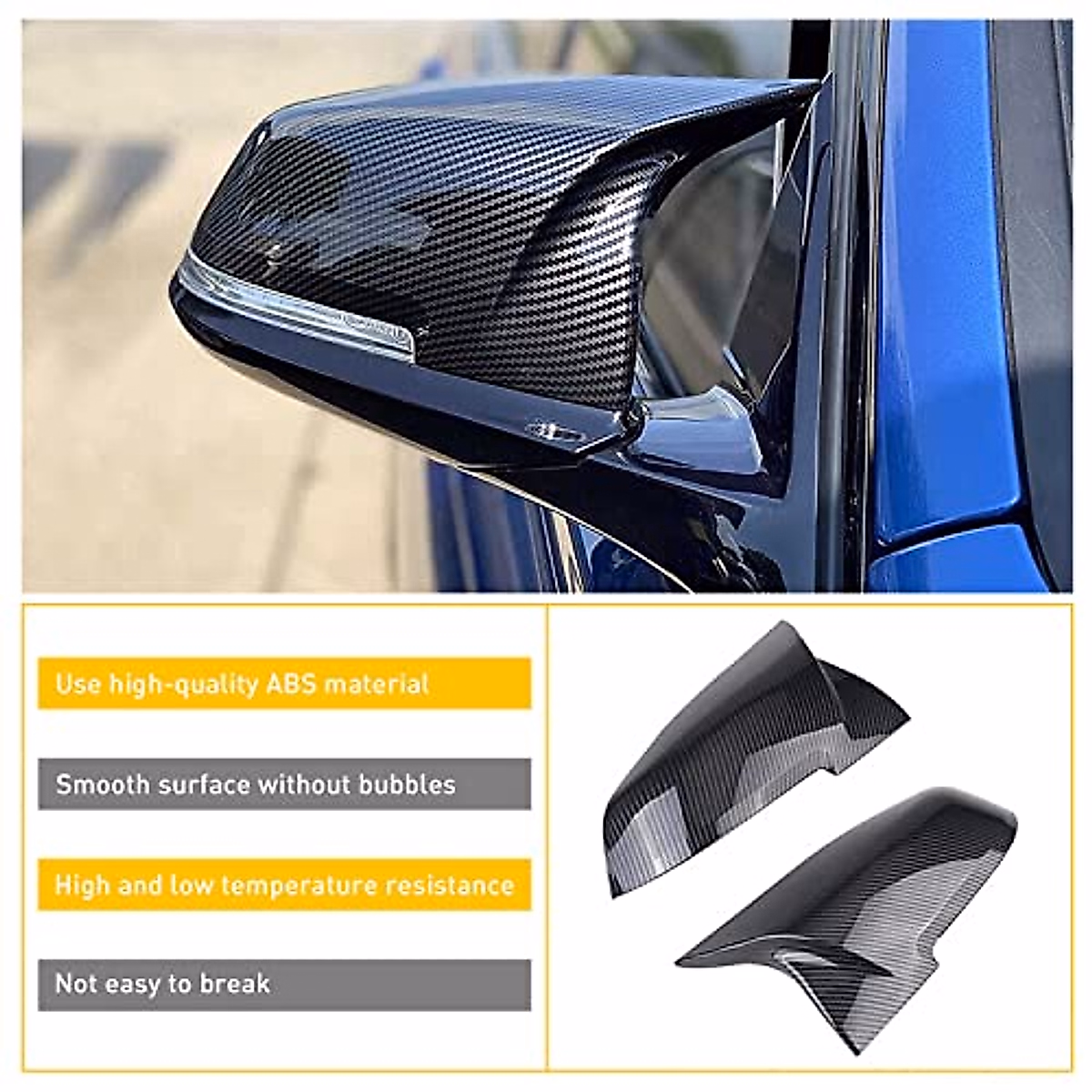 Door Mirror Covers Compatibility With F20 F22 F23 F30 F31 F32 F33 F36 F87 M2 X1 E84 Rearview Side Mirror Cover Caps Trim Replacement 2PCS (Carbon Fiber)