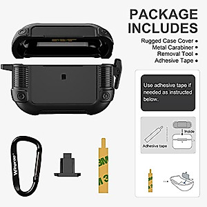 Winproo Airpods Pro 2 Case Cover with Side Lock, Military Airpods Pro 2nd Generation Case Hard Shell Full-Body Shockproof Protective Airpods Pro Skin with Keychain [Black]