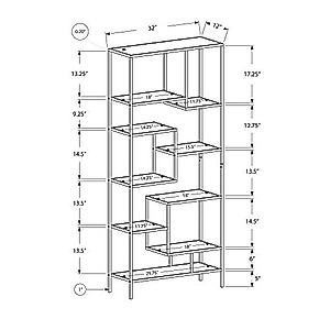 Ergode Bookcase - 72" H/Silver Metal with Tempered Glass