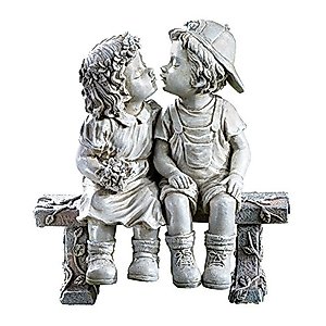 Collections Etc First Kiss, Puppy Love, Kissing Couple Garden Sculpture, 8 1/4" L x 4 3/4" W x 9" H
