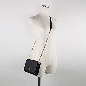 Tory Burch 82328 Black with Gold Hardware New Emerson Chain Wallet Black Leather Cross Body Bag