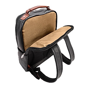 McKleinUSA Logan Pebble Grain Calfskin Leather 17" Leather Two-Tone Dual-Compartment Laptop & Tablet Backpack Black (19082)