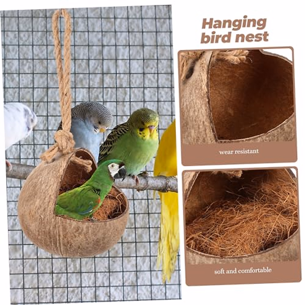 balacoo Coconut Shell nest Parrot Hammock Hamster Hammock Suspending Bird Hammock Bird House Parrot Supply Bird Coco Swing Parrot Sleeping Hammock Bird Sleeping Nest The Bird's nest Bed