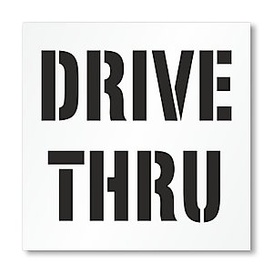 SmartSign 48 x 48 inches Drive Thru Reusable Stencil with 14.75" Letter Height, 63 Mil Plastic, Easy to Wash, for Fast Food Restaurants, Coffee Shops, Pharmacies, Banks, Car Washes, USA Made