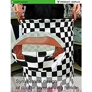 LANGYASHAN Laundry Basket Canvas Fabric Collapsible Organizer Basket for Storage Bin Toy Bins Gift Baskets Bedroom Clothes Children Nursery Hamper (Racing Flag)