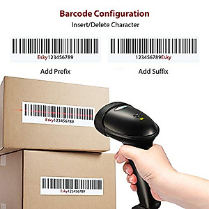 Barcode Scanner, Wired Handheld Bar Code Scanner with Adjustable Stand, Esky Automatic 1D USB Laser Scanner Support Windows/Mac/Linux for POS System Sensing, Store, Supermarket, Warehouse