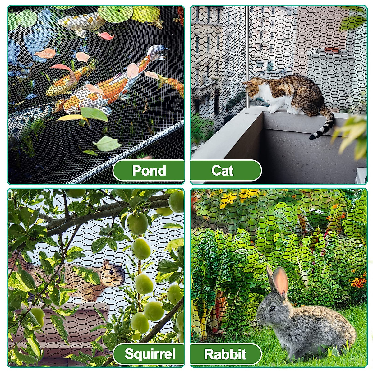 Bird Netting for Garden Protection, 13x32FT Garden Netting w/ 0.8" Mesh, Poultry Netting for Chicken Coop, Deer Fence Netting for Plants Fruit Trees Vegetables Against Birds, Squirrels, Other Animals