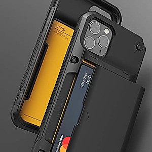 VRS DESIGN Damda Glide Pro Compatible for iPhone 11 Pro Max Case, with [4 Cards] Premium Sturdy [Semi Auto] Credit Card Holder Slot Wallet for iPhone 11 Pro Max 6.5 inch(2019) Black