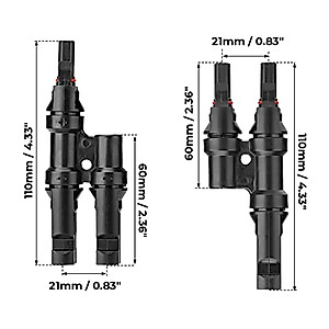 BougeRV Solar Branch Connectors Y Connector for Parallel Connection Between Solar Panels FMM+MFF (2 Pairs)