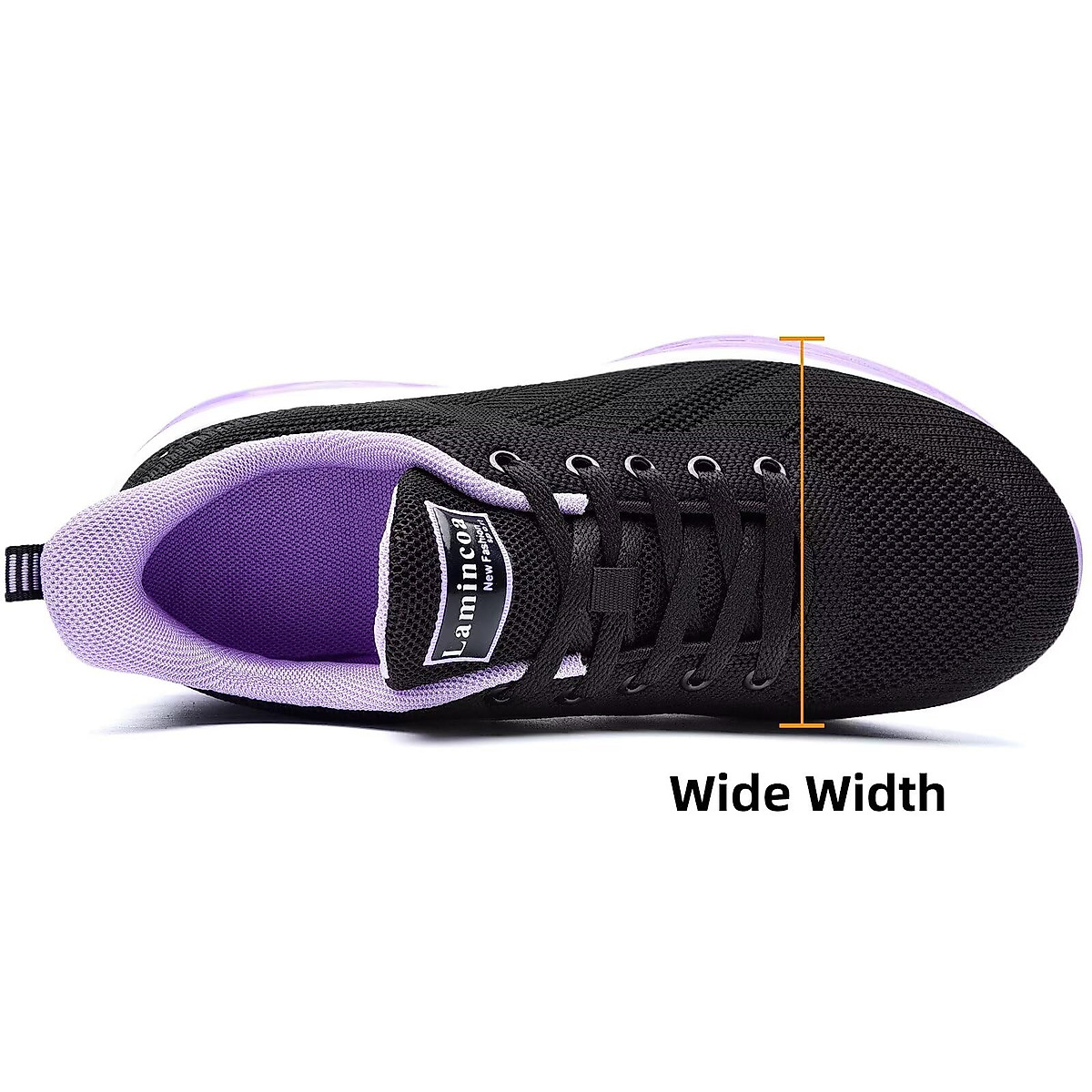 Wide Width Womens Sneakers Air Cushion Running Shoes Walking Tennis Shoes for Women Black-Purple