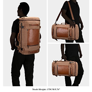 WITZMAN Travel Backpack with USB Charging Port Large Carry On Canvas Backpack Duffel Luggage Fit 17 inch Laptop for Men Women (2063 Brown)