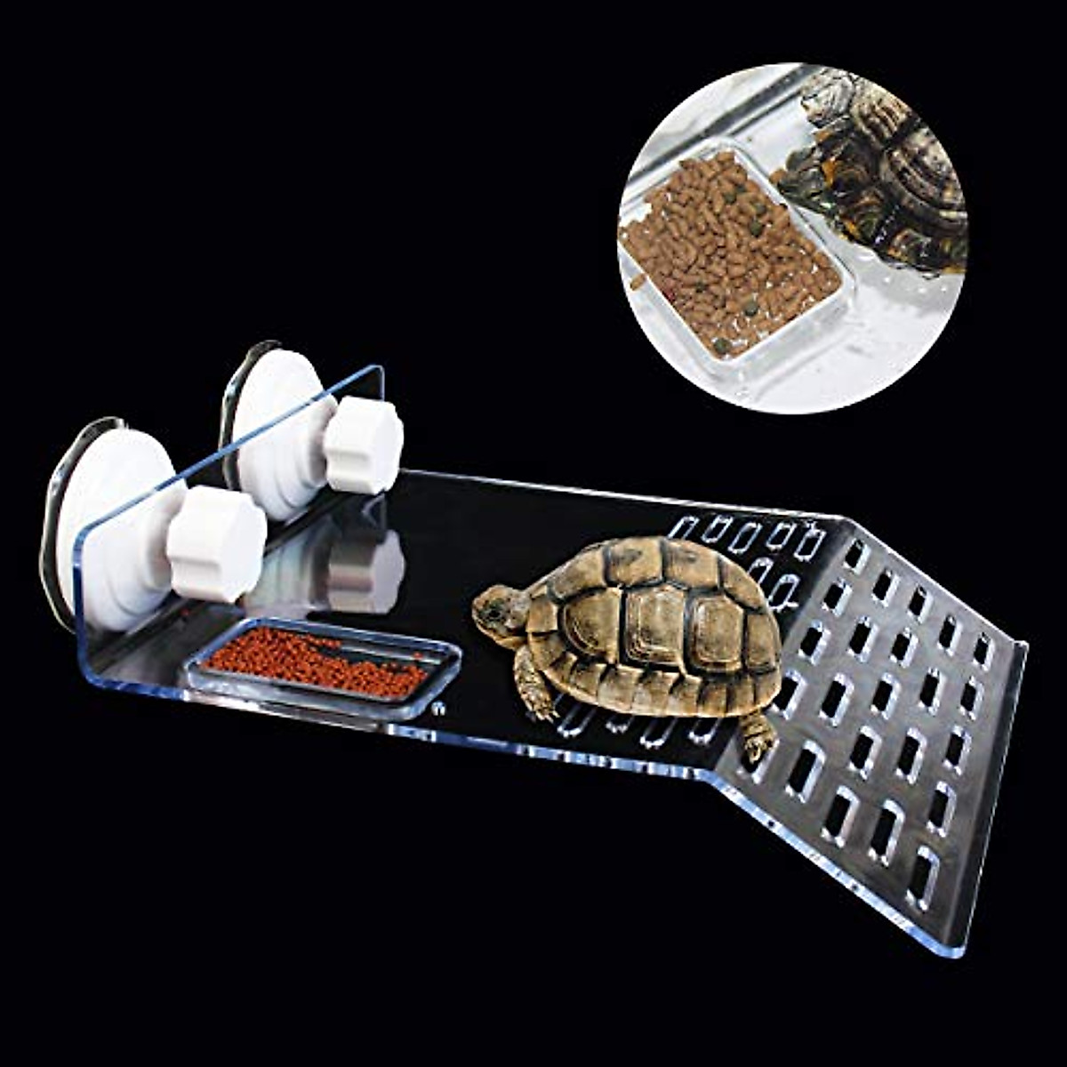 Turtle Basking Platform, Turtle Tank Platform Aquarium Animal Transparent Sink Wharf, Reptile Habitat, Climbing shelf Turtle Tank Dock Floating Decor with Sucker Cap