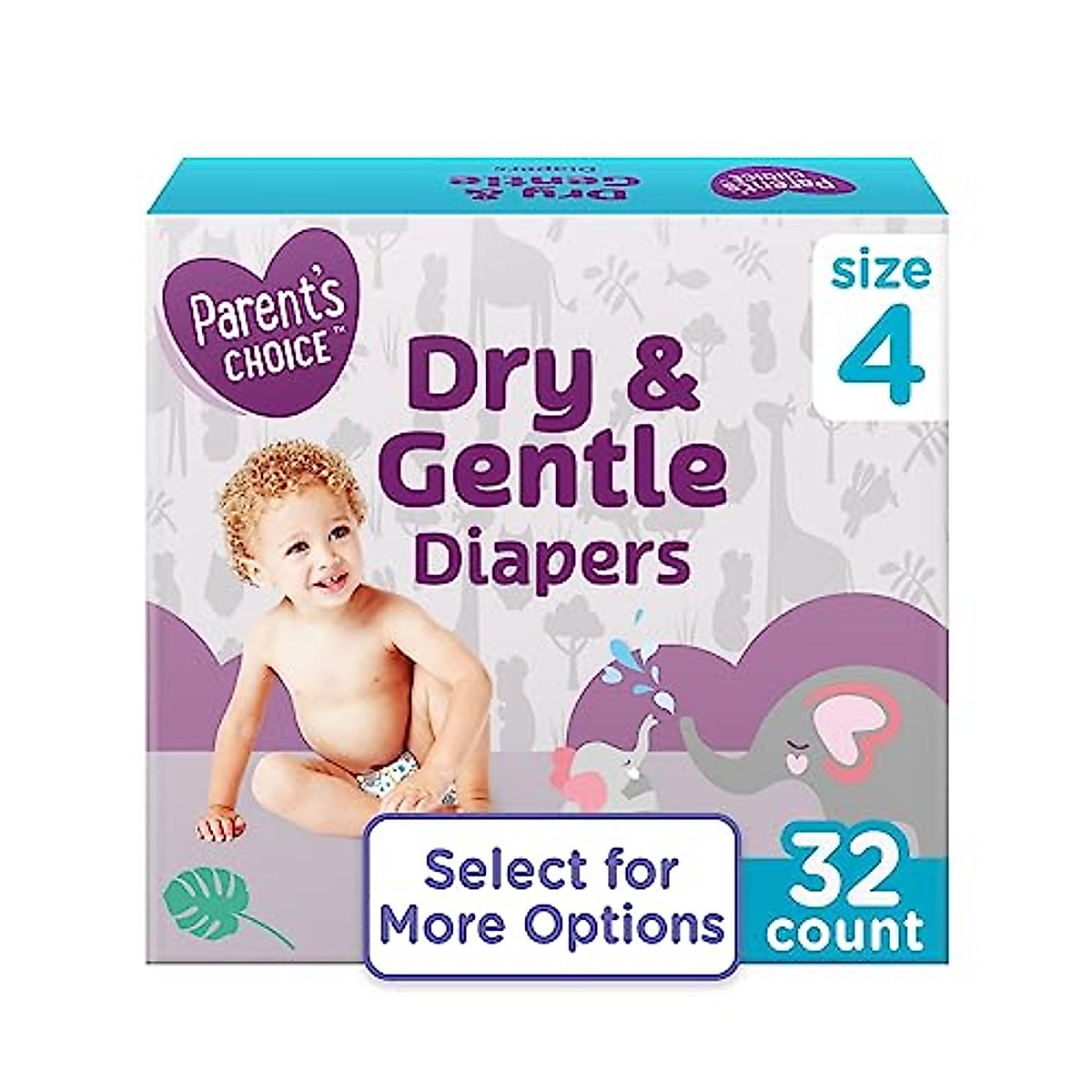 Parent's Choice Dry & Gentle Diapers, Size 4, 32 Count