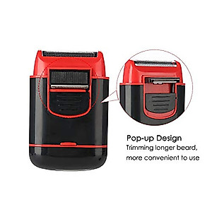 Electric Shaver, Ultra-thin Foil Pop-up Beard Trimmer AA Battery Power Shaving Razor for Men(Red)