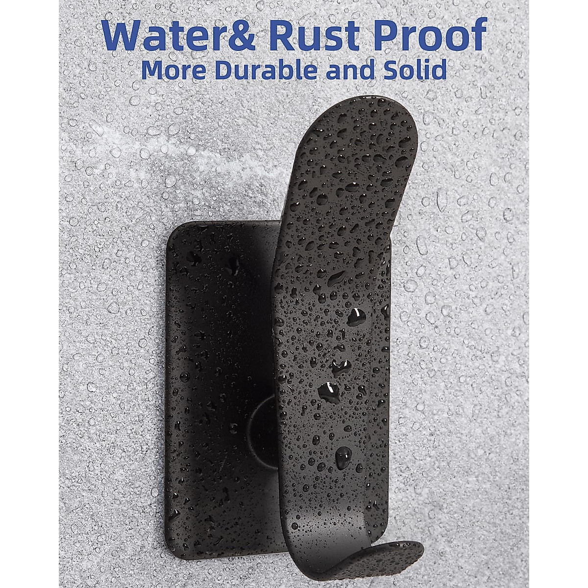 UEMUSI Towel Hooks, Stainless Steel Adhesive Hooks Heavy Duty, 4 Pack Bathroom Hooks for Hanging Towel Coat Hat, Wall Hooks Stick on Bathroom Kitchen and Bedroom, No Drilling Sticky Hooks, Black