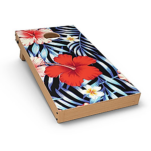 Design Skinz Summer Tropical Skin Set for Cornhole (Skin Only) - Vivid Tropical Red Floral v1