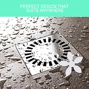 12Pcs Bathroom Drain Hair Catcher Flower Shape Shower Drain Cover Bathtub Hair Catcher Drain Protector Chain Trap Hair Stopper for Shower Bathroom, Kitchen