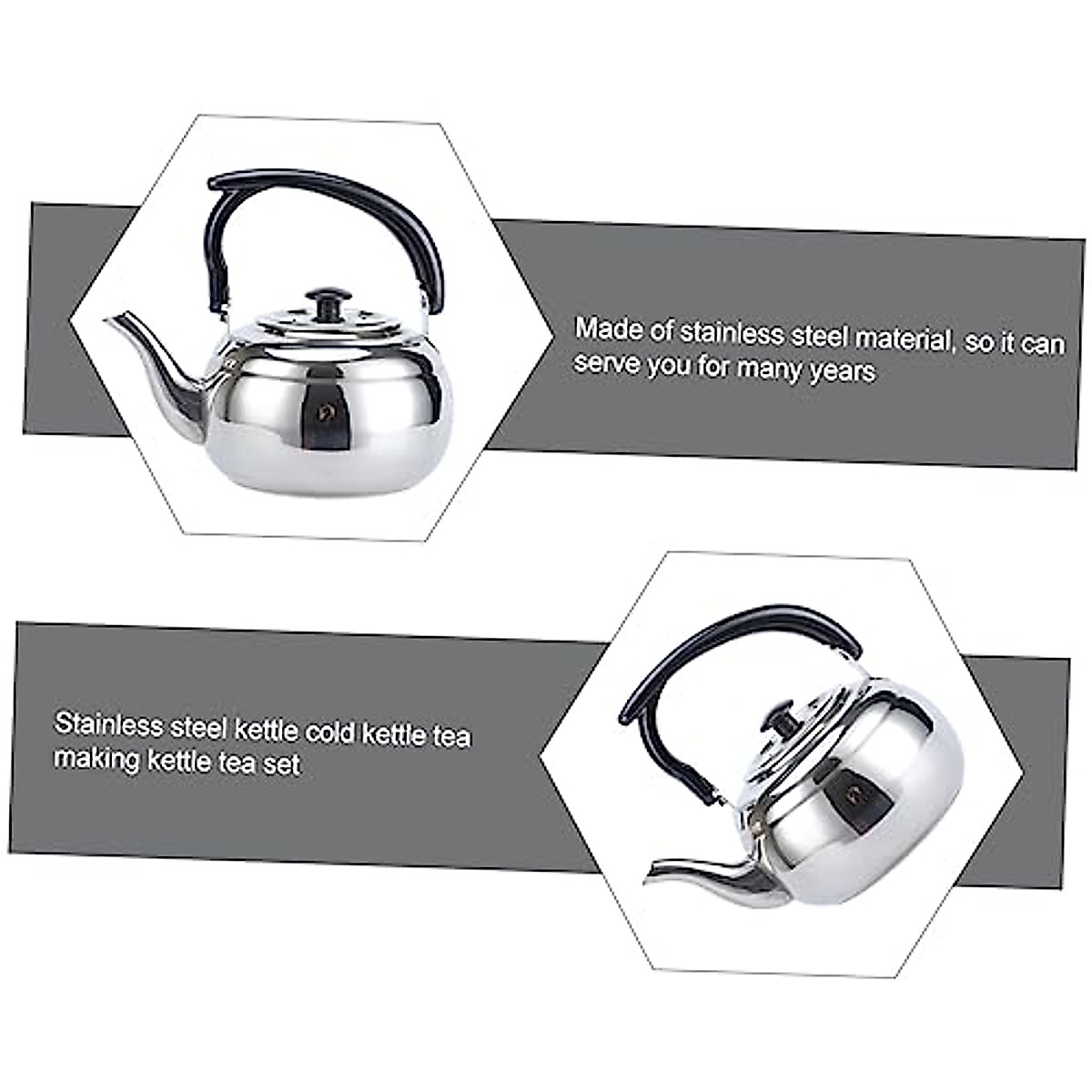 FELTECHELECTR Stainless Steel Teapot Espresso Machine Water Boiling Container Espresso Pitcher Coffee Kettle Travel Kettle Household Water Pot Stovetop Water Tea Kettle Camping Tea Kettle Silver
