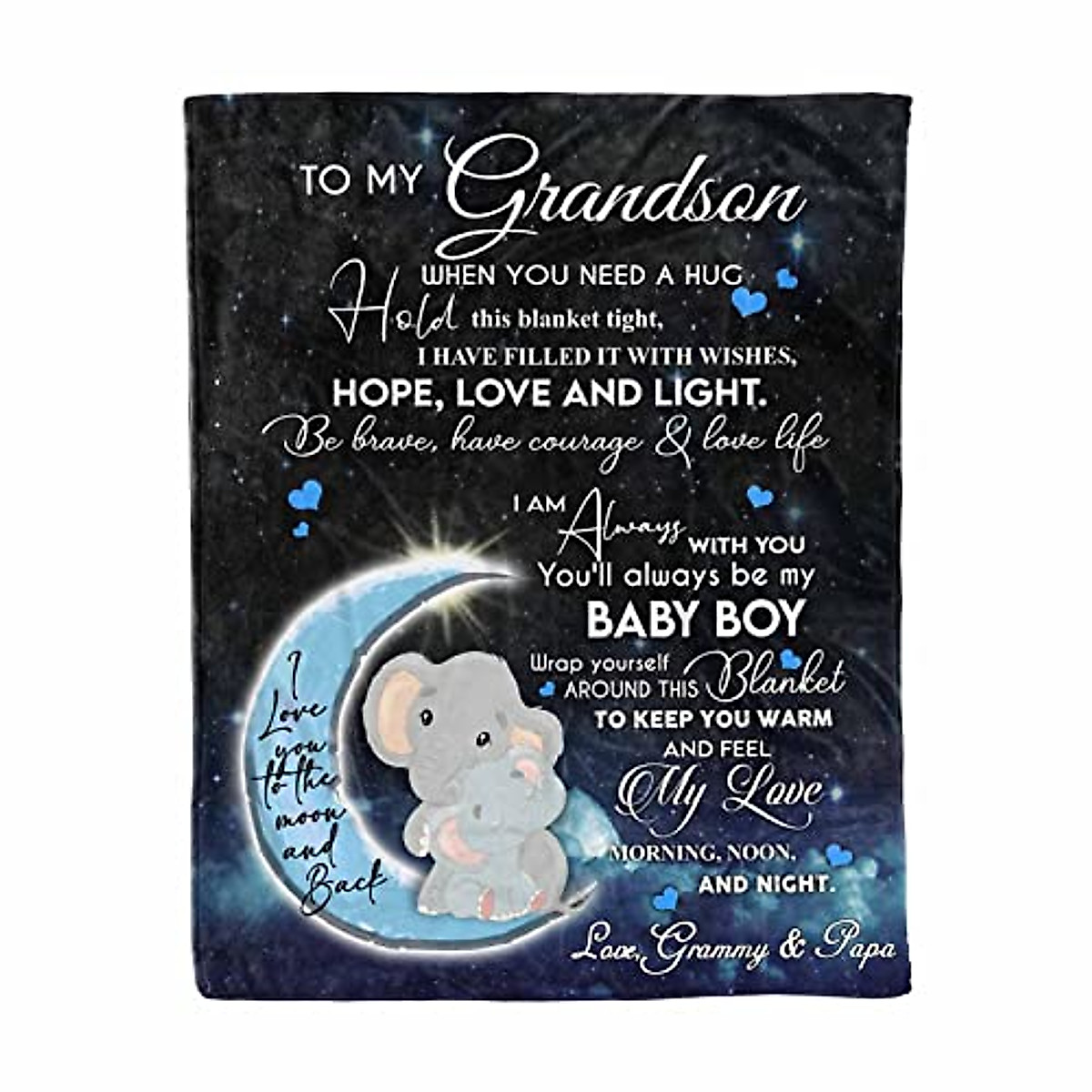 Personalized Name Message Lover Letter to My Grandson Filled it with Wishes, Hope, Love and Light from Grandpa Grandma Soft Blanket 40 x 50 Inches