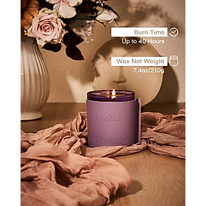 M&SENSE Lavender Spa Soy Candles for Home Scented, Stress Relief Aromatherapy Candles for Meditation Spa Yoga, Leather Wrapped Luxury Candle Gifts for Women,40 Hours Long Lasting, 7.4oz