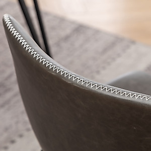 Roundhill Furniture Lotusville Vintage PU Leather Dining Chairs, Antique Gray, Set of 2