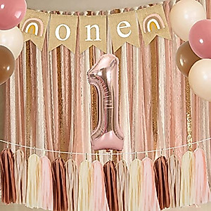 Gankbite Boho One Birthday Banner Rainbow Party Supplies Blush Pink Girl 1st Decoration Paper Tassel Highchair Garlands Theme Balloons