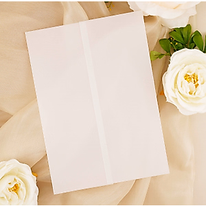 Puremigo 100 Pack Pre-Folded Vellum Jackets for 5x7 Invitations - Vellum Paper 5x7 Jackets - 115GSM Vellum Wedding Invitations Wraps - Transparent Wedding Invitations Jacket