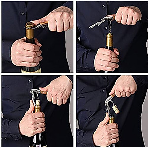 Professional Waiter Corkscrew Wine Key for Bartenders Set of 3,With Long Rosewood Handle Stainless Steel Handle Wine Opener for Bar Restaurant Waiters, Sommelier, Bartend