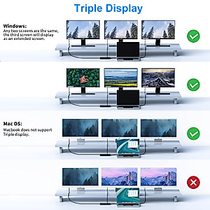 USB C Laptop Docking Station, 14 in 1 Type C Hub Multiport Adapter Dongle with 3 Monitors Compatible for Macbook/Dell/HP/Lenovo Laptops (Dual HDMI, VGA, PD, RJ45, SD/TF, USB C/A Ports, Mic/Audio)Black