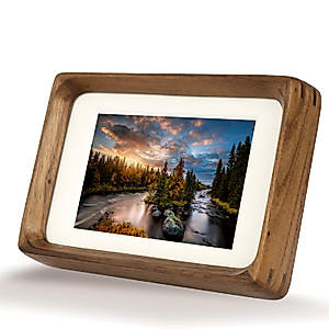 Hans Picture Frame,Made of Solid Wood Photo Frame for Wall Mounting or Tabletop Diaplay(Walnut,4"x6" matted to 3"x5")