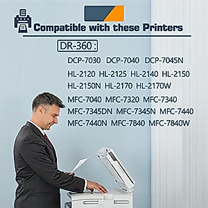 DR360 Compatible DR-360 Black Drum Unit Replacement for Brother DR-360 DCP-7030 DCP-7040 HL-2120 HL-2125 MFC-7320 MFC-7040 Toner.(1 Pack)