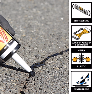 Sikaflex-410 Asphalt Sealant, Black, self-Leveling Hybrid sealant for Filling Cracks, for Private Asphalt driveways, roadways, Pavement, 9 fl.oz. Cartridge