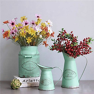 APSOONSELL Shabby Chic Rustic Style Metal Jug Pitcher Flower Vase Watering Can for Home Garden Decoration Large