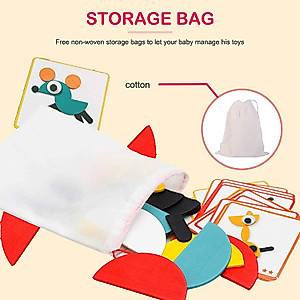 BLATOMY Wooden Pattern Blocks, Jigsaw Puzzle Montessori Toys Geometric Shapes Blocks, Tangram Montessori Toys for Kids, 29 Shape Puzzles and 20 Pattern, Early Learning Toys for 3+ Years Old