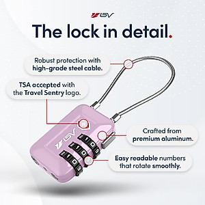 TSA Accepted Luggage Travel Lock, Set-Your-Own Combination Lock for School Gym Locker, Luggage Suitcase Baggage Locks, Filing Cabinets, Toolbox, Case (Purple, 2 Pack)