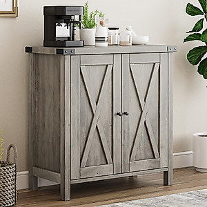 IDEALHOUSE Buffet Cabinet Farmhouse Storage Cabinet with Doors and Shelves, Buffets and Sideboards Entryway Cabinet with Storage Accent Console Cabinet for Living Room, Dining Room (Rustic Grey)