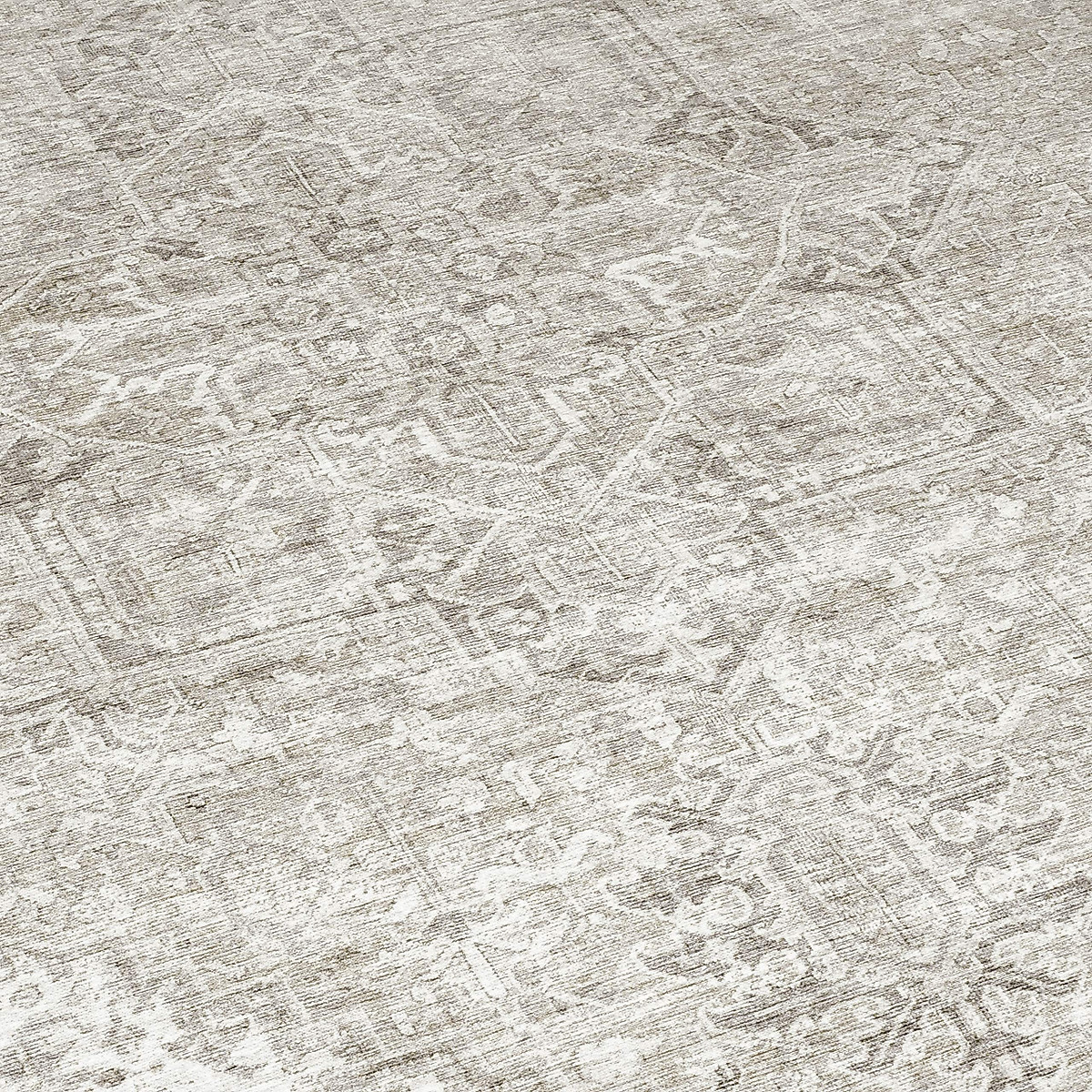 ReaLife Machine Washable Area Rug - Living Room Bedroom Bathroom Kitchen Entryway Office - Non Slip Low Pile Stain Resistant Premium - Boho Farmhouse Vintage - Lyle - Beige Ivory 4' x 6'