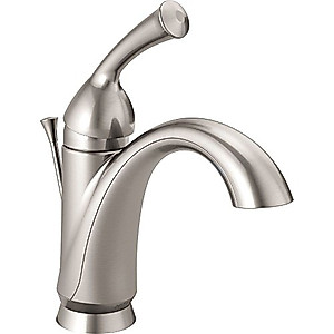 Delta Faucet Haywood Single Hole Bathroom Faucet Brushed Nickel, Single Handle Bathroom Faucet, Diamond Seal Technology, Drain Assembly, Stainless 15999-SS-DST