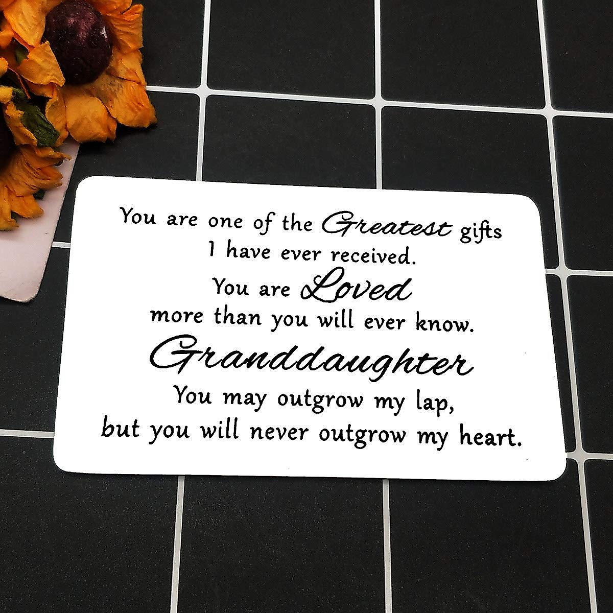 To My Granddaughter Gifts from Grandma Grandpa Gift Cards for Granddaughter Great Granddaughter Birthday Card, Laser Engraved Stainless Steel Wallet Card Love Note Insert Card Gift for Granddaughter