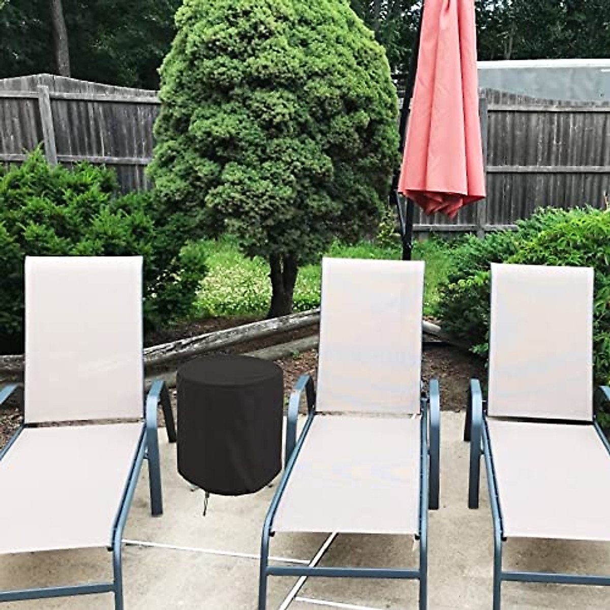 Patio Steel Patio Side Table Cover Weather Resistant Heavy Duty Small Outdoor Round End Table Covers, 18" D X 16" H, Black