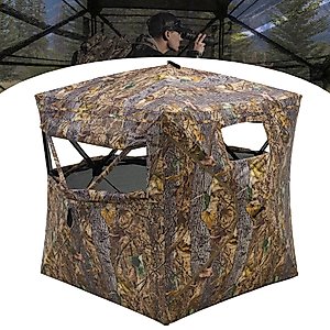 RPNB One-Way 270 Degree See Through Hunting Blind, 2-3 Person Portable Pop-Up Ground Blinds with Carrying Bag, Noise-Free Sturdy Camouflage Hunting Tent for Deer & Turkey Hunting