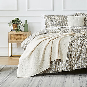 Southshore Fine Living, Inc. 4-Piece Twin XL/Twin Duvet Cover, Twin Bedding Set with Beige Duvet Cover, Pillow Sham, Throw Pillow Cover and Throw Blanket for Bed, Twin or Twin XL, Rhythm Taupe